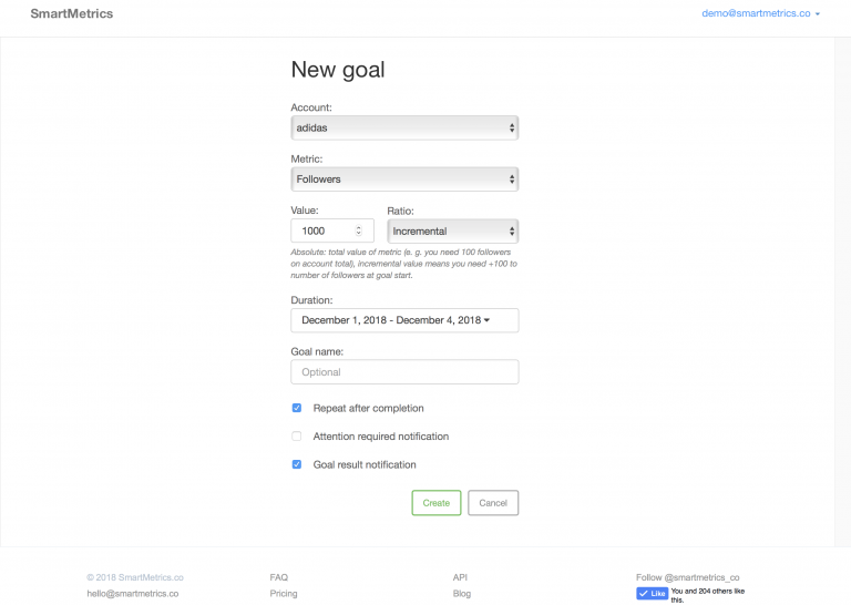 Instagram monitoring with new Goals feature – Instagram Analytics Blog
